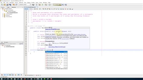 java tutorial 7 exercise area and perimeter of a rectangle youtube