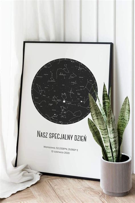 Plakat Grafika Mapa Nieba Gwiazd Spersonalizowany Prezent Urodziny