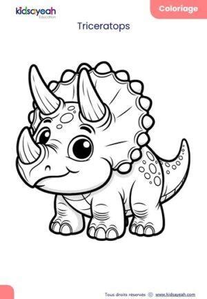 Coloriage de Triceratops Téléchargement PDF pour Enfants