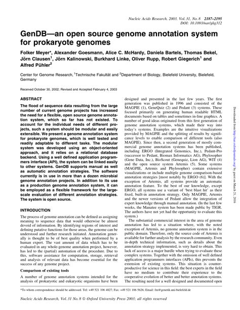 pdf gendb an open source genome annotation system for prokaryote genomes