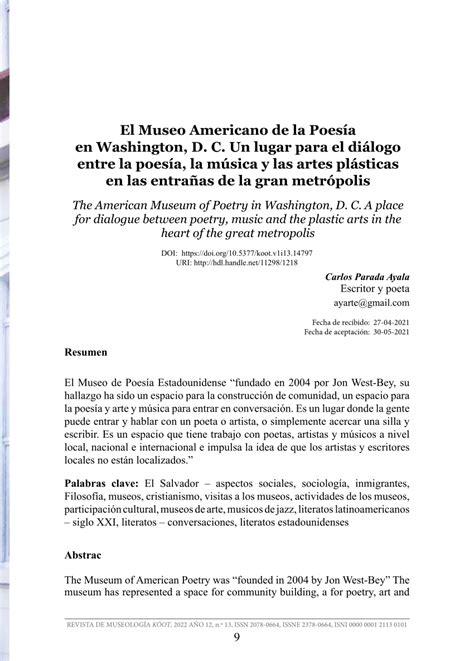 PDF El Museo Americano de la Poesía en Washington D C Un lugar