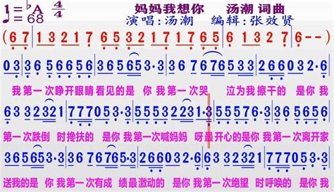 张效贤爱音乐汤潮演唱妈妈我想你的动态简谱 粉丝数23434 作品数11649 音乐视频 免费在线观看 爱奇艺