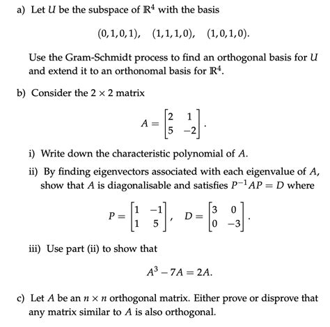 solved a let u be the subspace of r4 with the basis