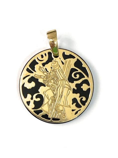 Medalla Cristo de los Gitanos plata de ley y ónix 25mm Estampería