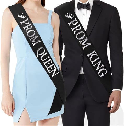 Faixas De Prom King E Prom Queen Acessórios De Festa Escolar De Formatura Preto Com Estampa