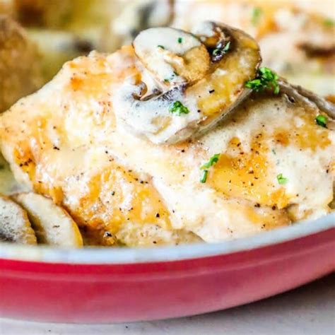 Creamy Garlic Chicken Thighs And Mushrooms Recipe Sweet Cs Designs