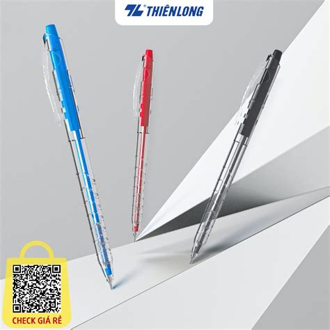 Bút bi Thiên Long TL097 ngòi 0 5mm mực xanh đỏ đen nét viết thanh mảnh