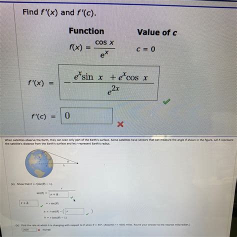 solved find f x and f c function value of c cos x f x