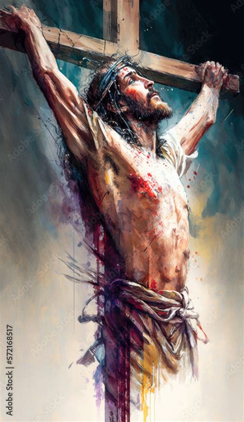 Crucifixion Of Jesus Christ On The Cross Generative AI Stock