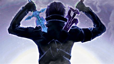 Kirito With Blue Rose Night Sky Swords SAO HD Wallpaper