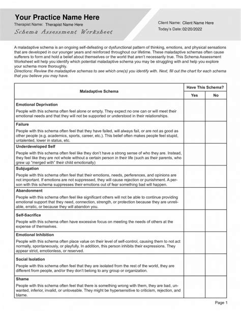 Schema Therapy Worksheets Bundle Editable Fillable Printable Pdfs