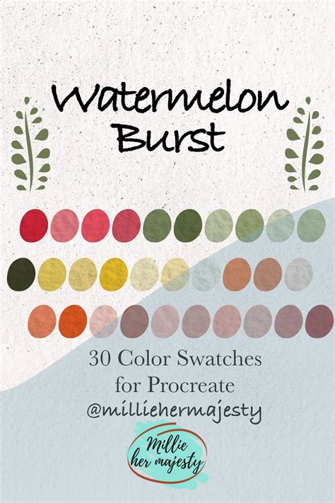 Summer Watermelon Procreate Swatches 30 Bright Red Green Watermelon