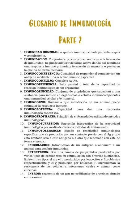 Glosario De Inmunolog A Parte Dr Castro Udocz
