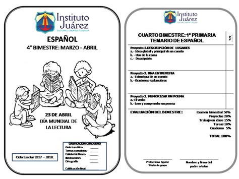 Instituto Juárez 1 Primaria PORTADAS IV BIMESTRE