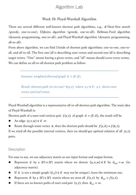 solved algorithm lab week 10 floyd warshall algorithm there
