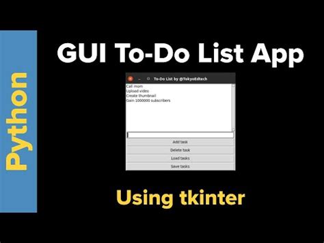Python Tkinter Tutorial Simple To Do List App Youtube
