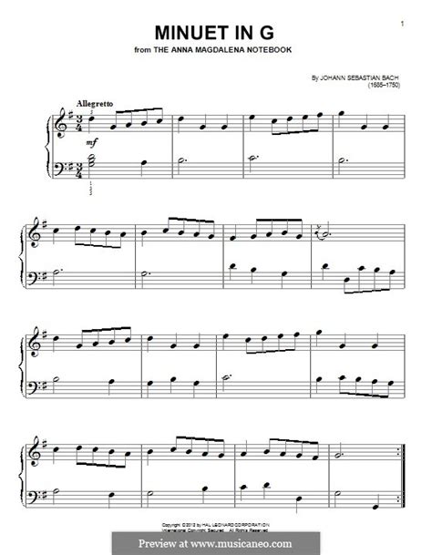No 4 Minuet In G Major BWV Anh 114 Notebook For Anna Magdalena Bach