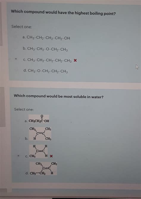 Solved Which Compound Would Have The Highest Boiling Point Chegg