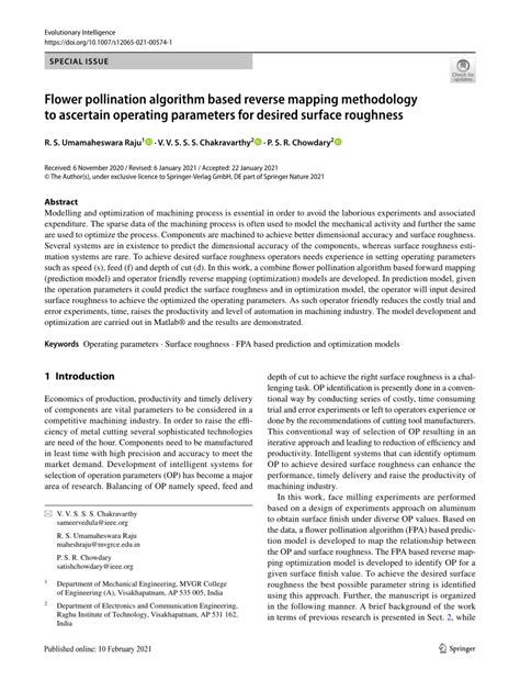 pdf flower pollination algorithm based reverse mapping methodology to ascertain operating