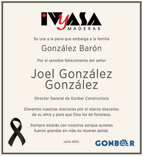 Joel González González Obituario Esquela
