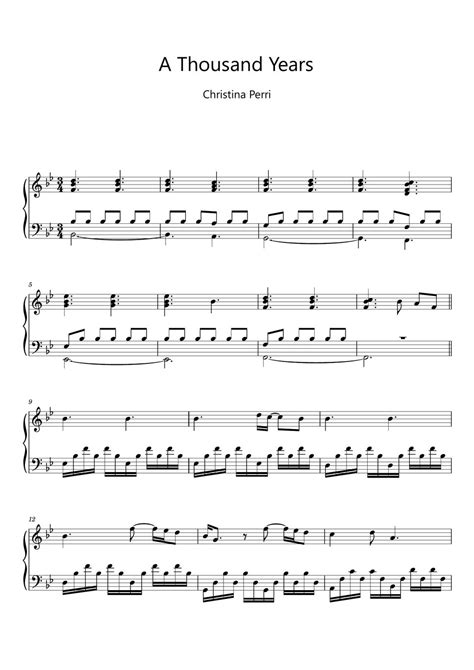 Christina Perri A Thousand Years Sheet Music MIDI Sheets By Sayu