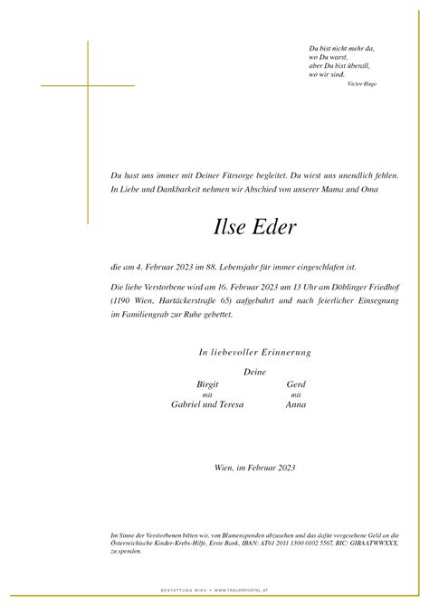 Todesanzeige Trauerhilfe Abschied Gesmbh