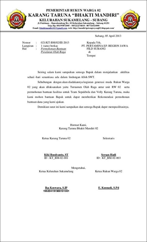 Contoh Surat Permohonan Bantuan Dana Yg Baik Dan Benar Surat