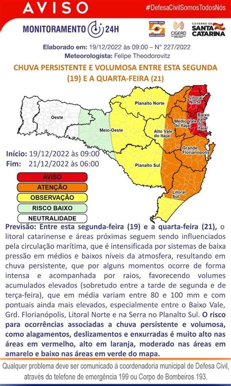 Defesa Civil alerta para chuva forte na região Diário da Jaraguá