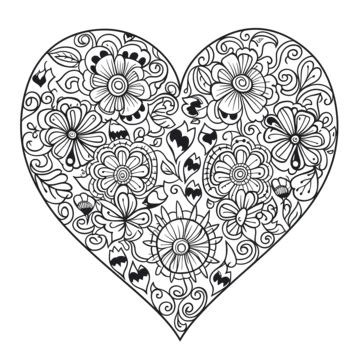 Te Amo Doodle Corazón Página Para Colorear Patrón Del Día De San