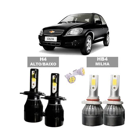 Kit Super Led Celta A Farol E Milha K V Clear Brinde