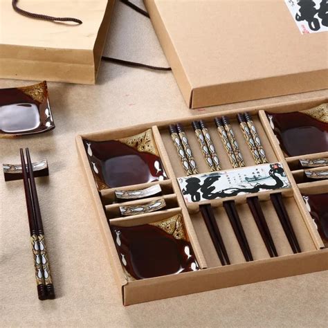 Gift Chopsticks Set 4 Pairs Of Chopsticks 4 Rest 4 Saucer Ceramic