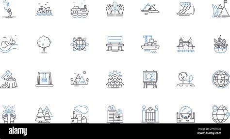 Country Retreat Line Icons Collection Serenity Nature Relaxation