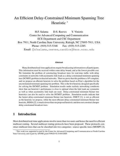 pdf an efficient delay constrained minimum spanning tree heuristic