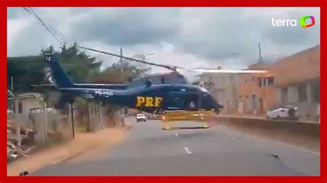 Novo ângulo mostra o exato momento em que helicóptero da PRF faz pouso