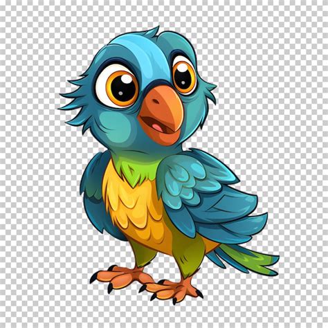 Premium PSD Cute Cartoon Parrot Isolated On Transparent Background