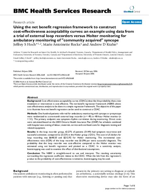 pdf using the net benefit regression framework to construct cost effectiveness acceptability