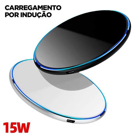 Carregador Sem Fio Magnético Indução Qi Para iPhone Samsung Tipo C