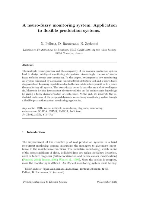 pdf a neuro fuzzy monitoring system daniel racoceanu
