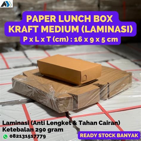 Jual Paper Lunch Box Kotak Makan Ukuran 16x9x5 Cm Medium Laminasi