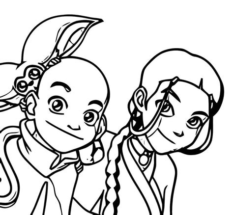Coloriage Aang Momo et Katara télécharger et imprimer gratuit sur