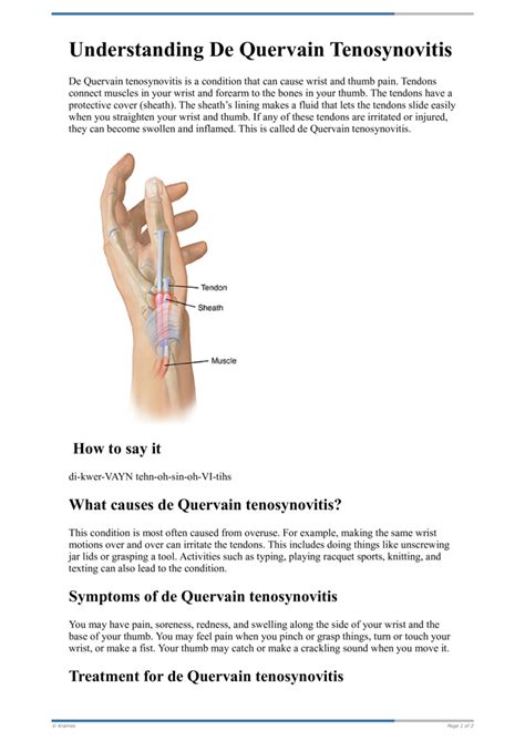 Text Understanding De Quervain Tenosynovitis Healthclips Online