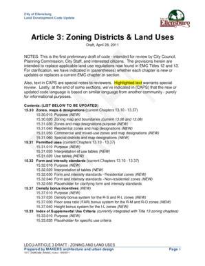 Fillable Online Ci Ellensburg Wa Article 3 Zoning Districts Land Uses