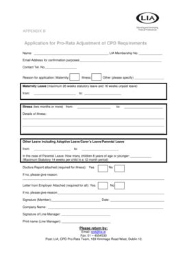 Fillable Online APPENDIX B Application For ProRata Adjustment Of CPD