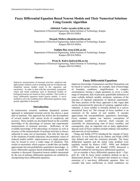 pdf fuzzy differential equation based neuron models and their numerical solutions using