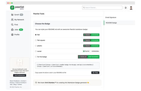Peerlist Readme Badge Markdown Badge Generator For Any Peerlist