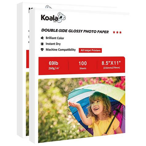 Koala Photo Paper 8 5x11 Double Sided Glossy 200 Sheets 69lb Thick
