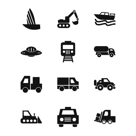 Commercial Use Vector Art PNG Icon Set Of Transport For Personal And