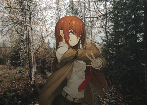 1080p 2d Irl Blue Eyes Anime Redhead Anime Girls Makise Kurisu Hd Wallpaper