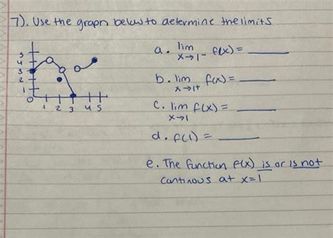 solved 7 use the graph belcw to determine the limits a