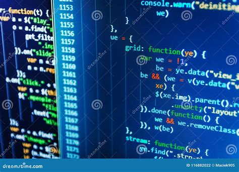 writing programming functions on laptop modern web development background creative js html5